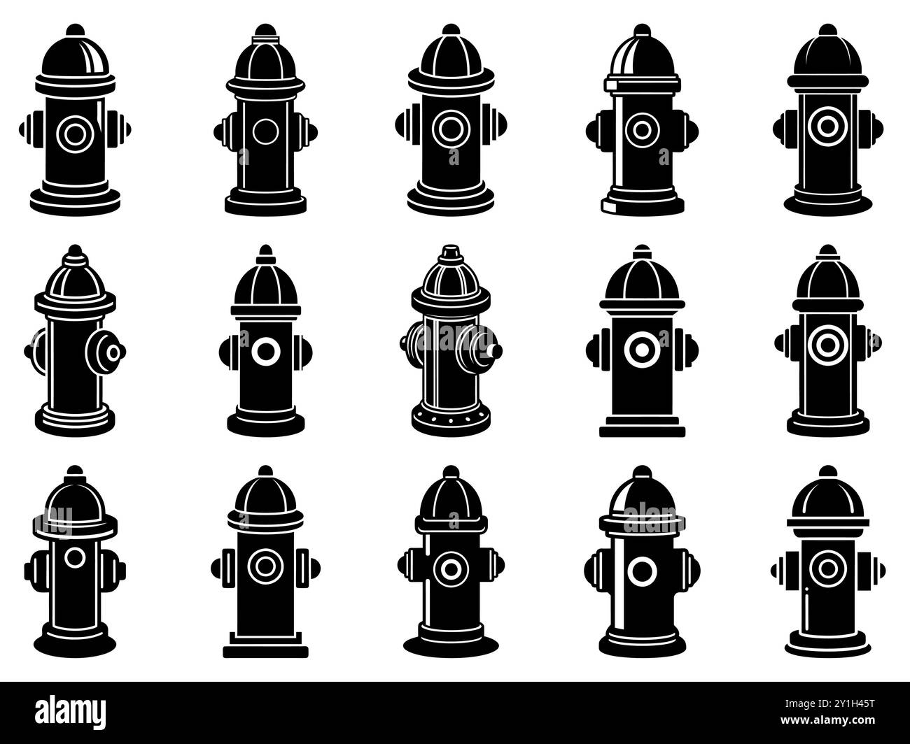 Fire hydrant icon. Set of fire hydrant icons isolated on white background. Vector illustration ...