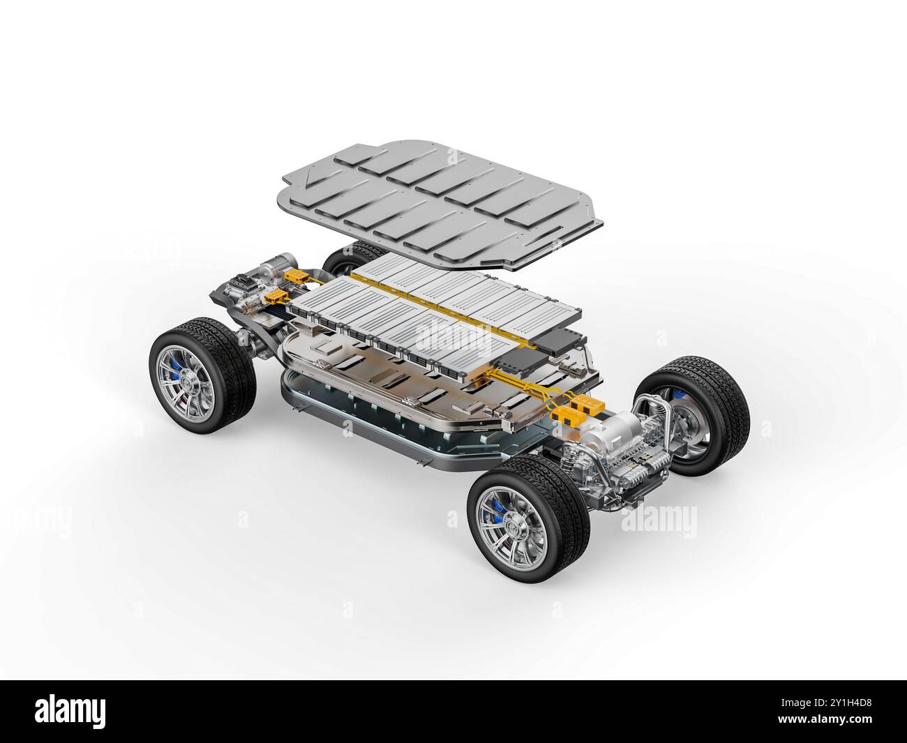 3d rendering exploded view of electric vehicle battery or pack of ...
