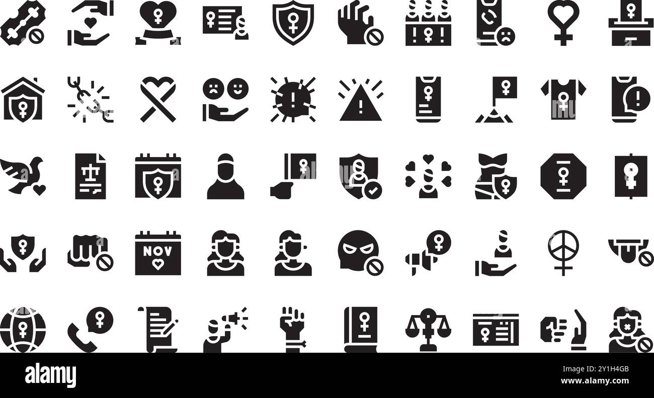 International day for the elimination of violence against women icons ...