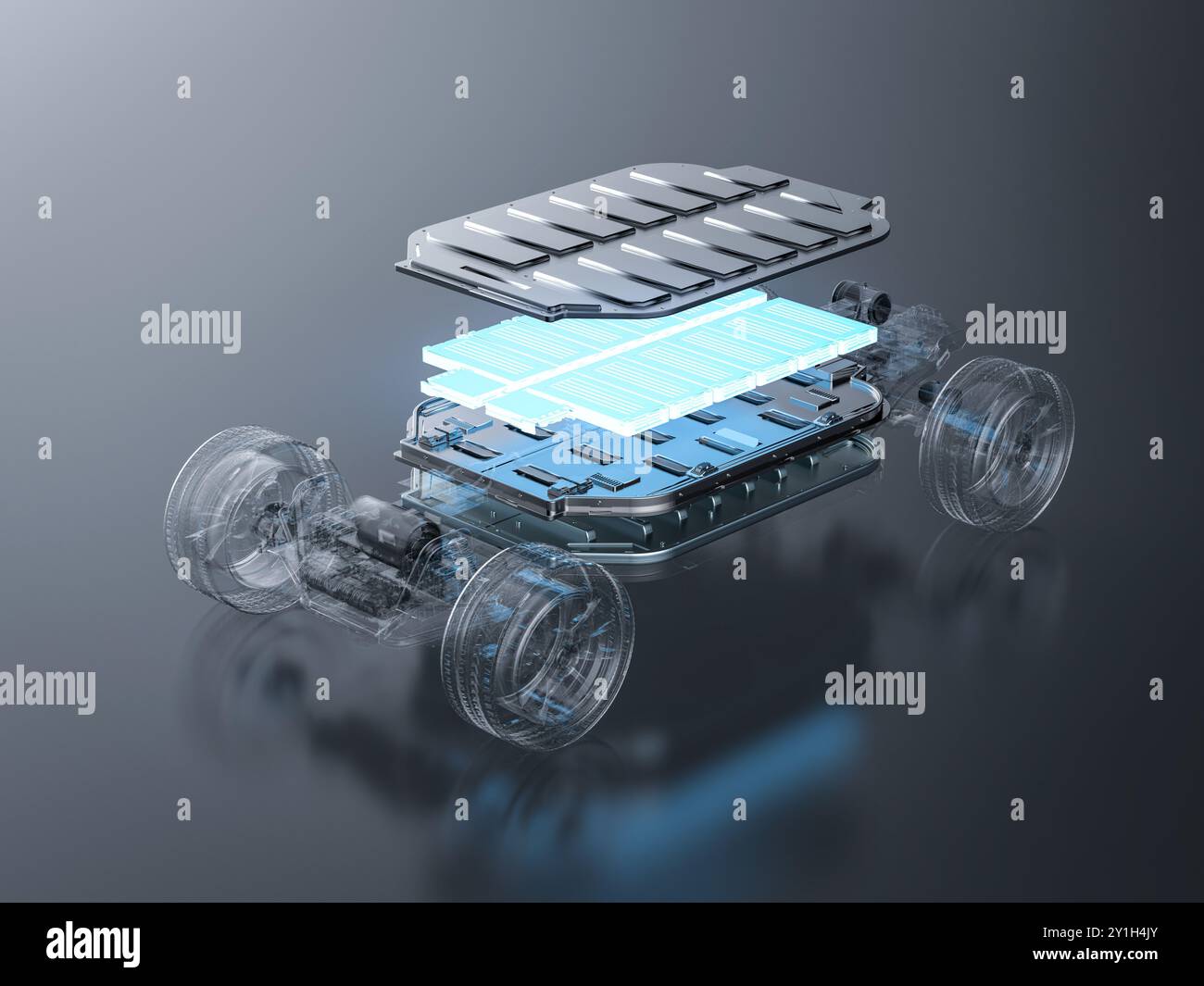 3d rendering exploded view of electric vehicle battery or pack of ...