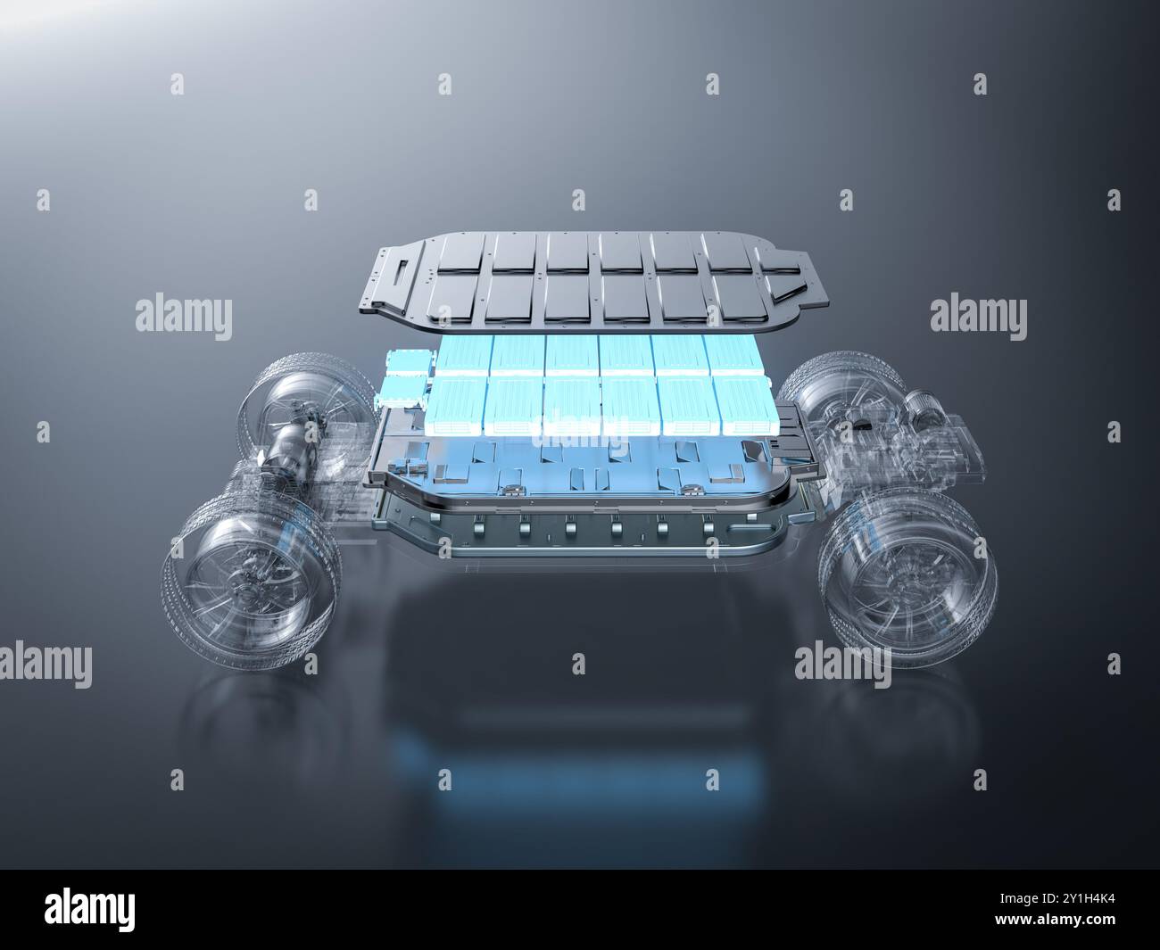 3d rendering exploded view of electric vehicle battery or pack of ...