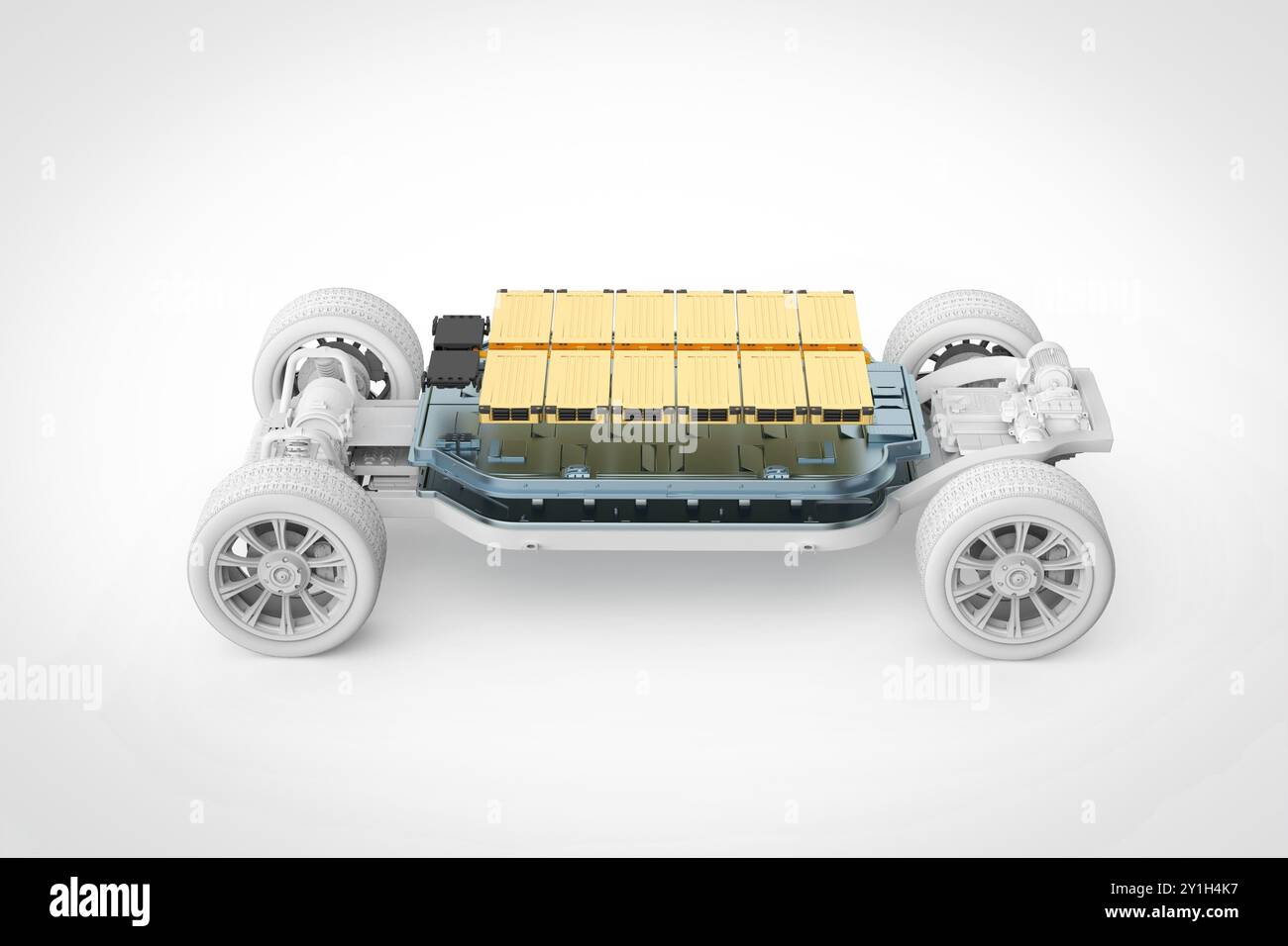 3d rendering golden electric vehicle battery or pack of lithium-ion ...