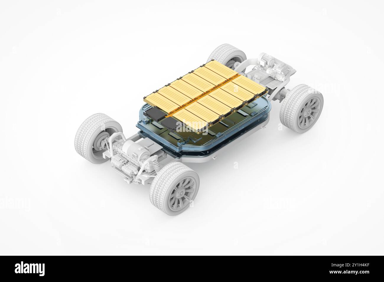 3d rendering golden electric vehicle battery or pack of lithium-ion ...
