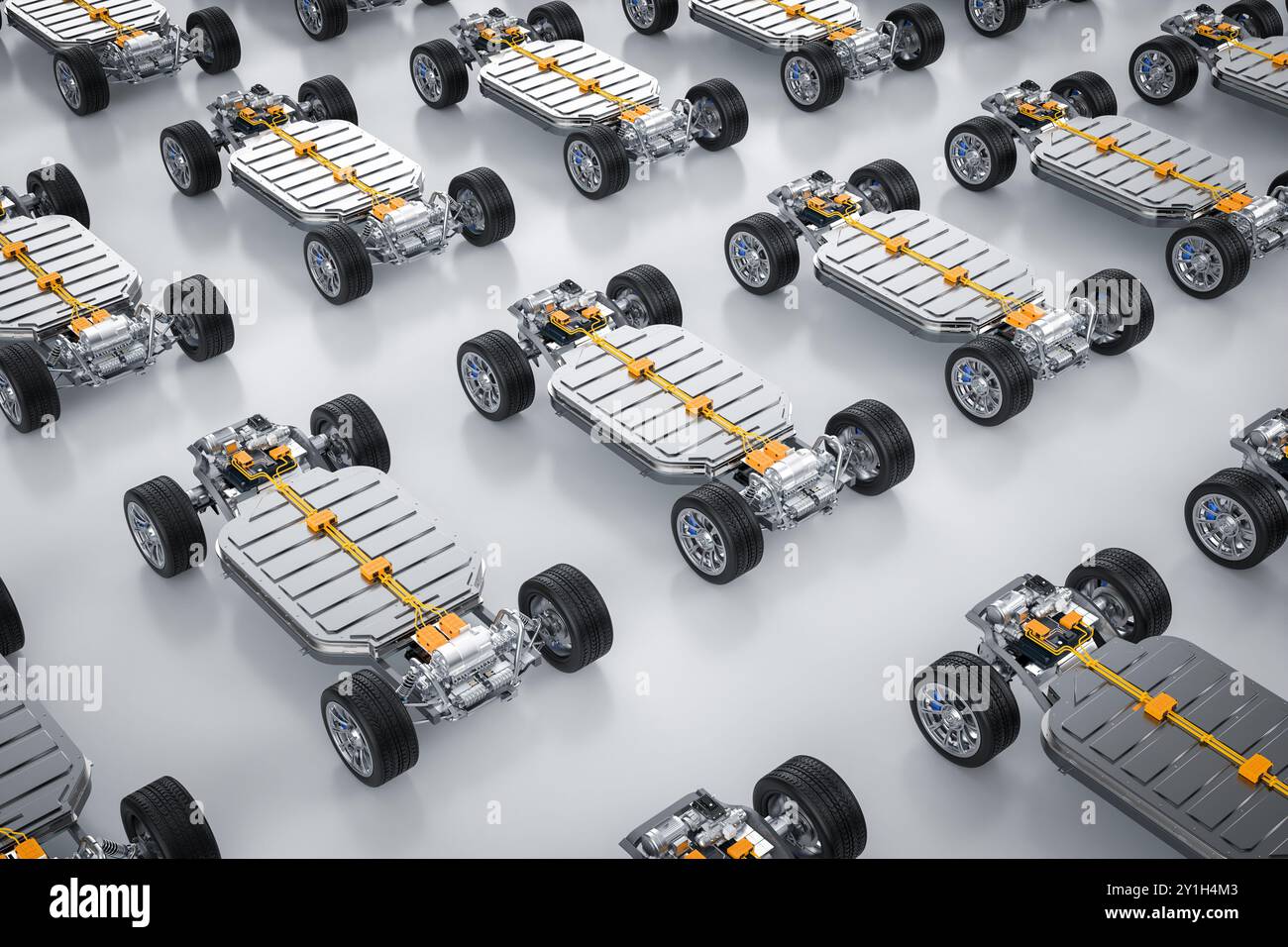 3d rendering group of electric vehicle battery or pack of lithium-ion ...