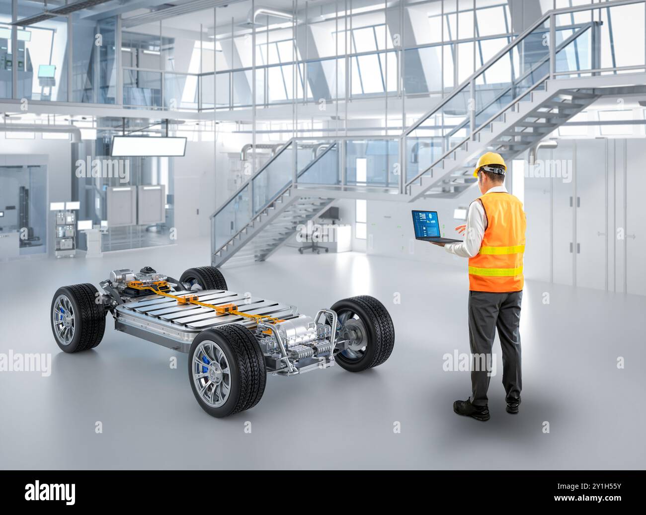 Engineer laptop car factory hi-res stock photography and images - Alamy