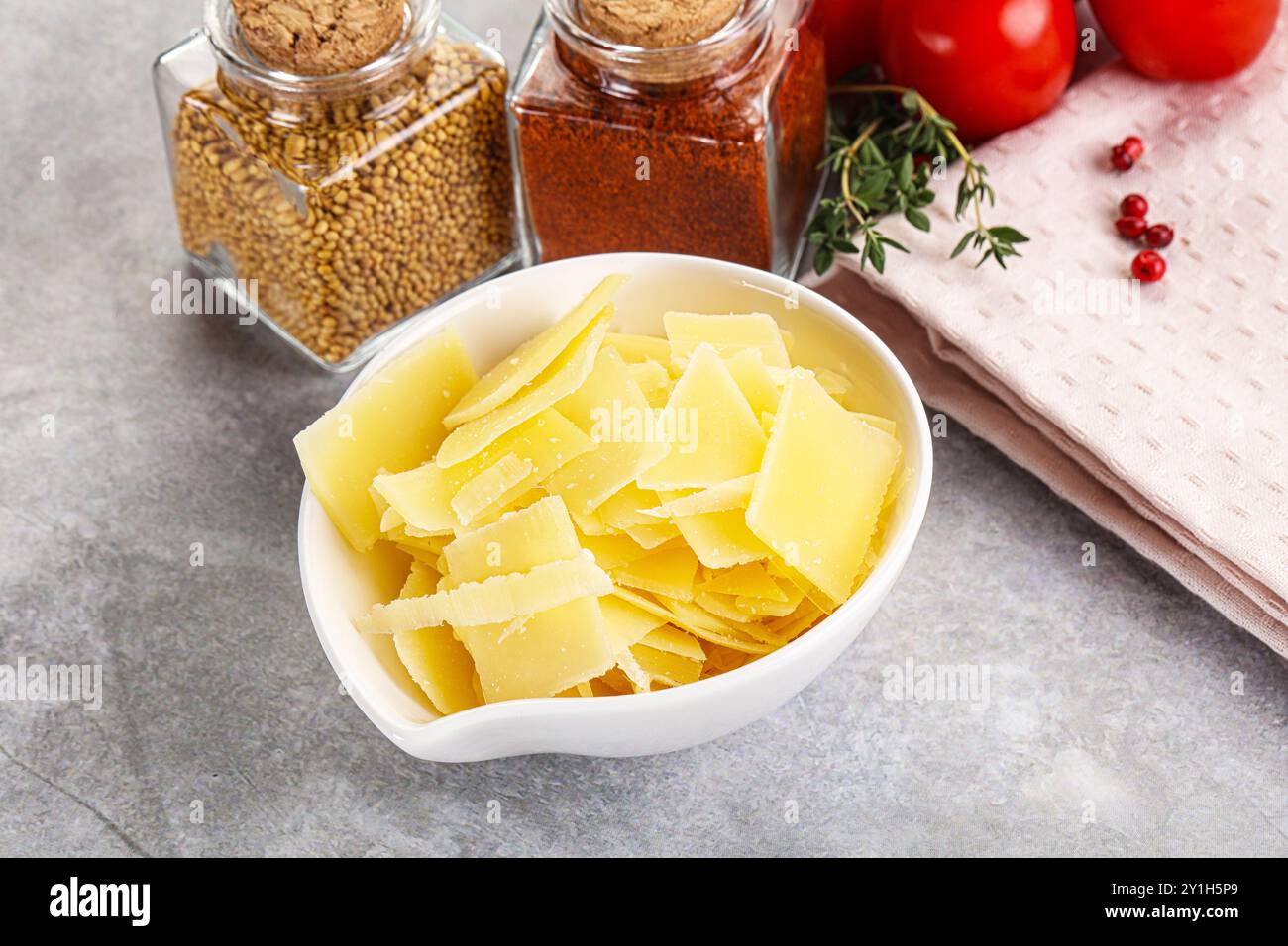 Delicous Sliced parmesan cheese in the bowl Stock Photo - Alamy