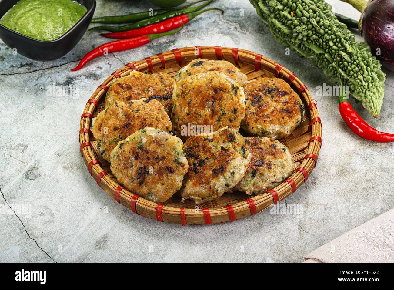 Indian style - chicken kebab minced meat with herbs Stock Photo - Alamy