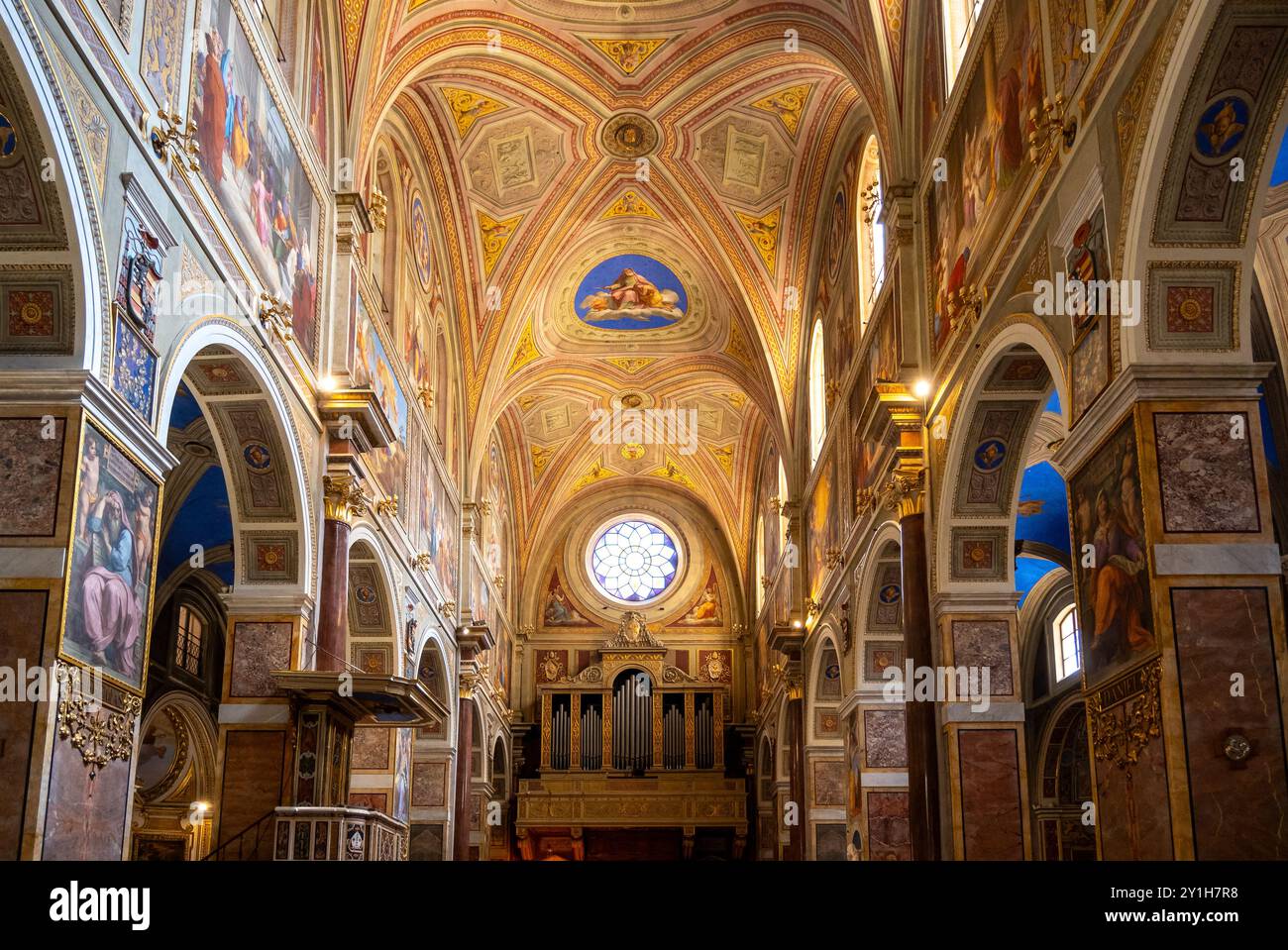 Rome, Italy, Inside of Chiesa di Sant'Agostino with paintings and ...