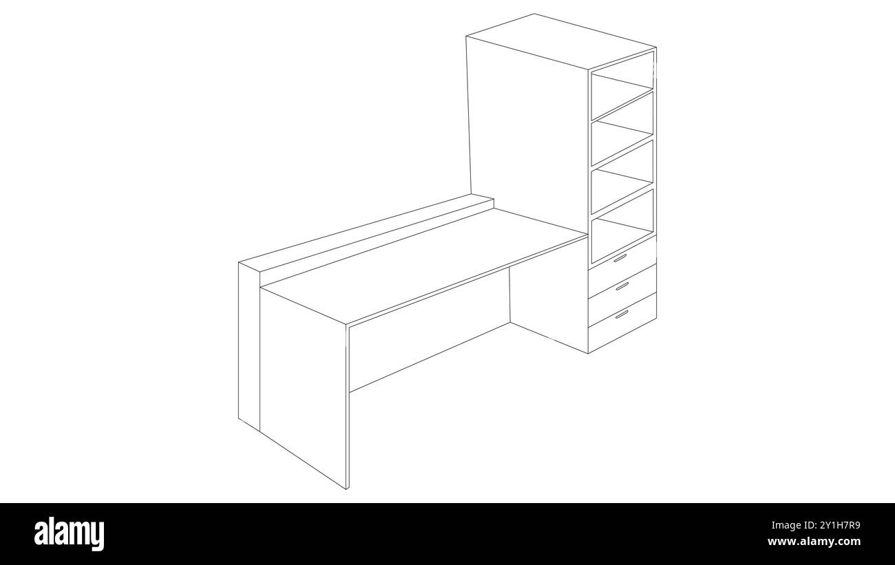 Desk with bookcase column on the right Stock Photo - Alamy