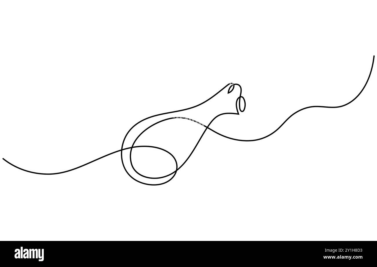 Single continuous line drawing of hot crispy fried chicken leg for ...