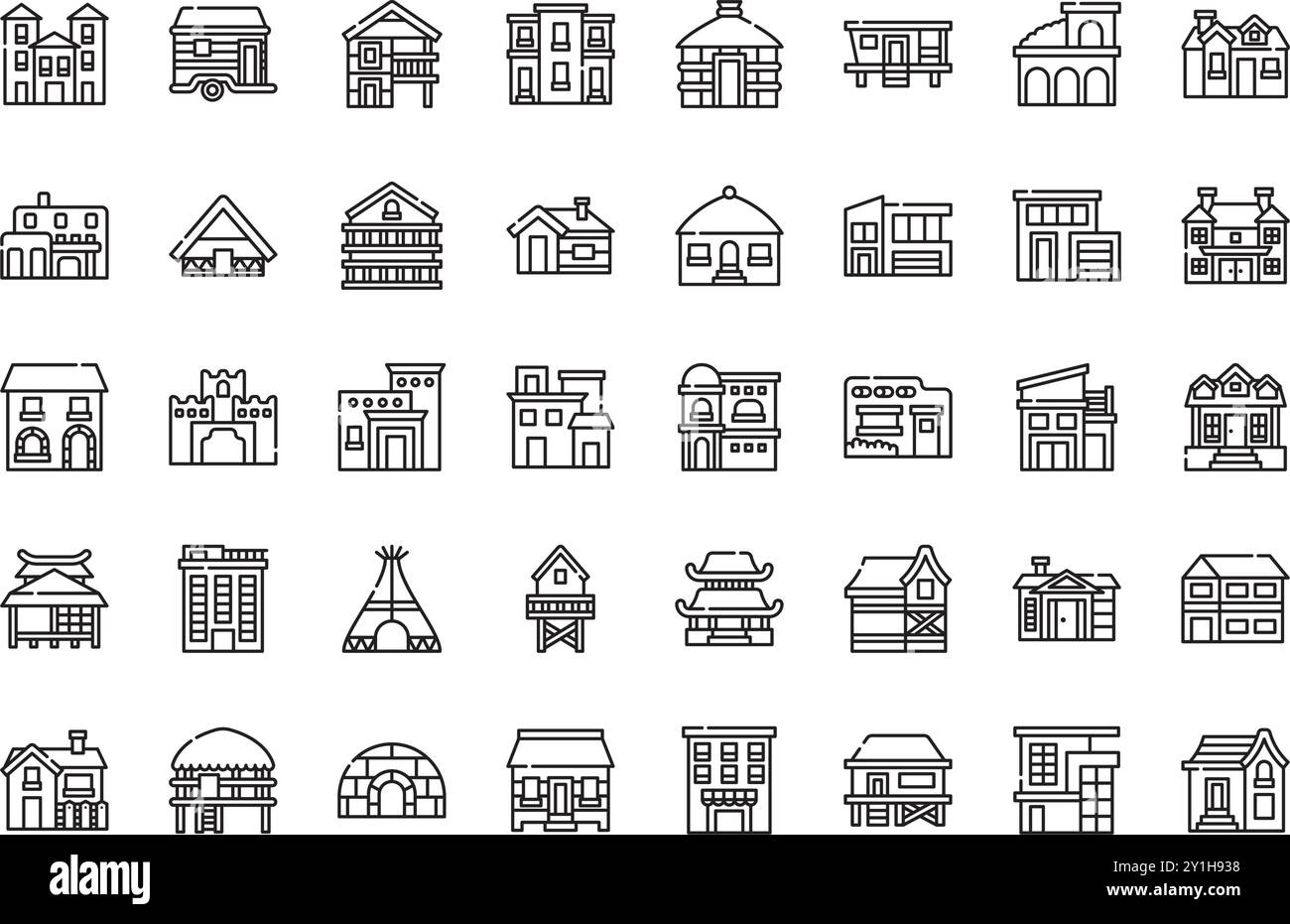 Type of houses icons High-Quality Vector Icons Collection with Editable ...