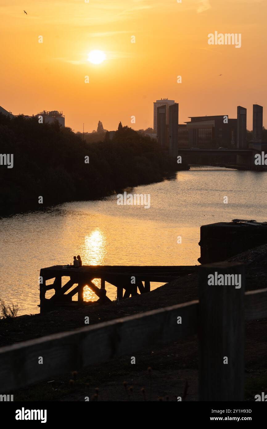 Sunset over Eccles, Salford Stock Photo - Alamy