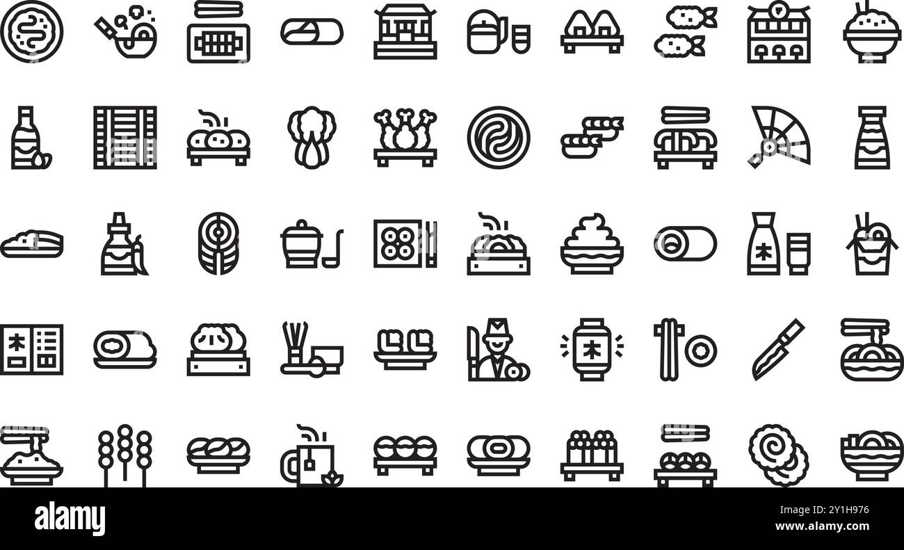 Japanese restaurant icons High-Quality Vector Icons Collection with ...