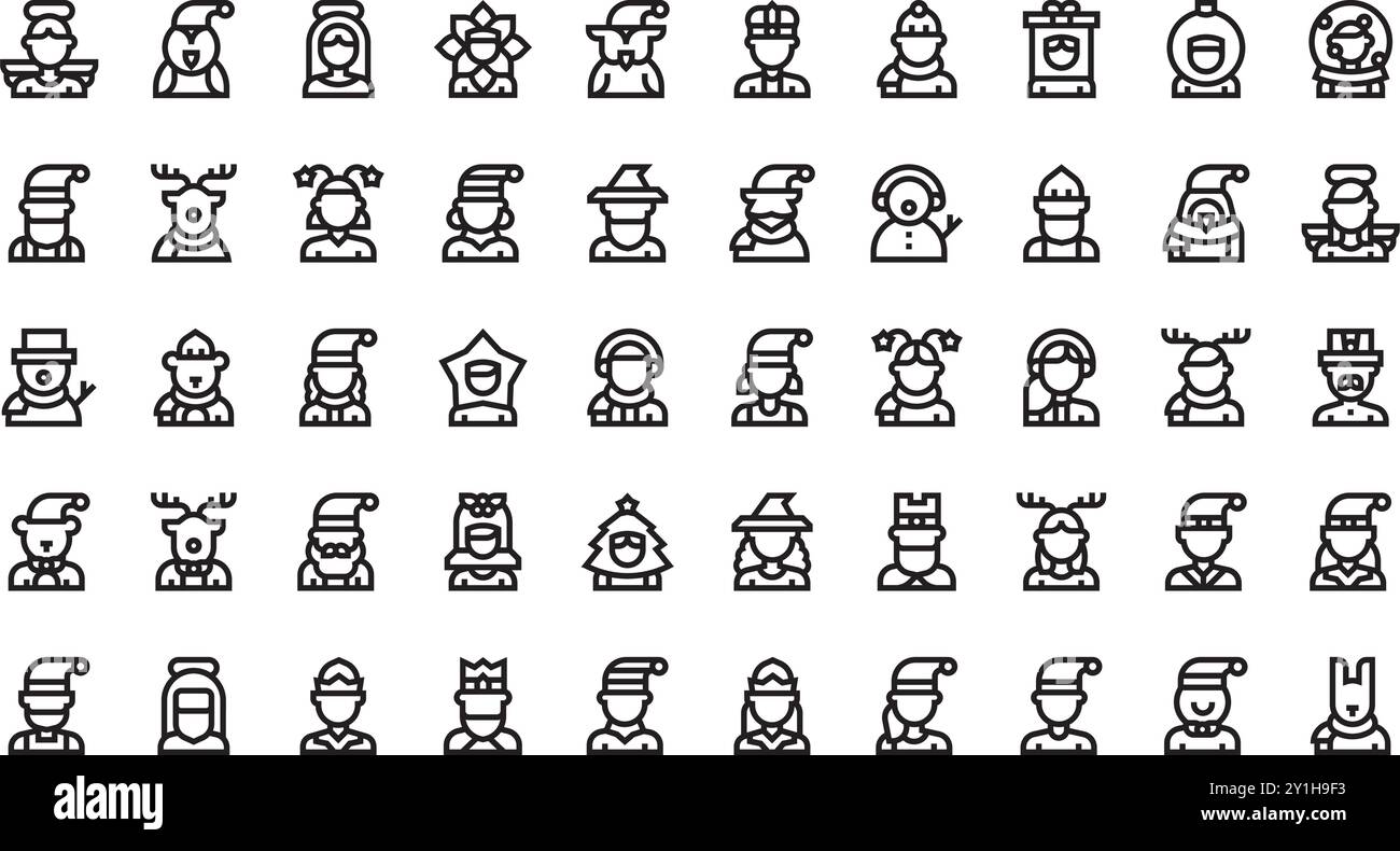 Christmas characters icons High-Quality Vector Icons Collection with ...