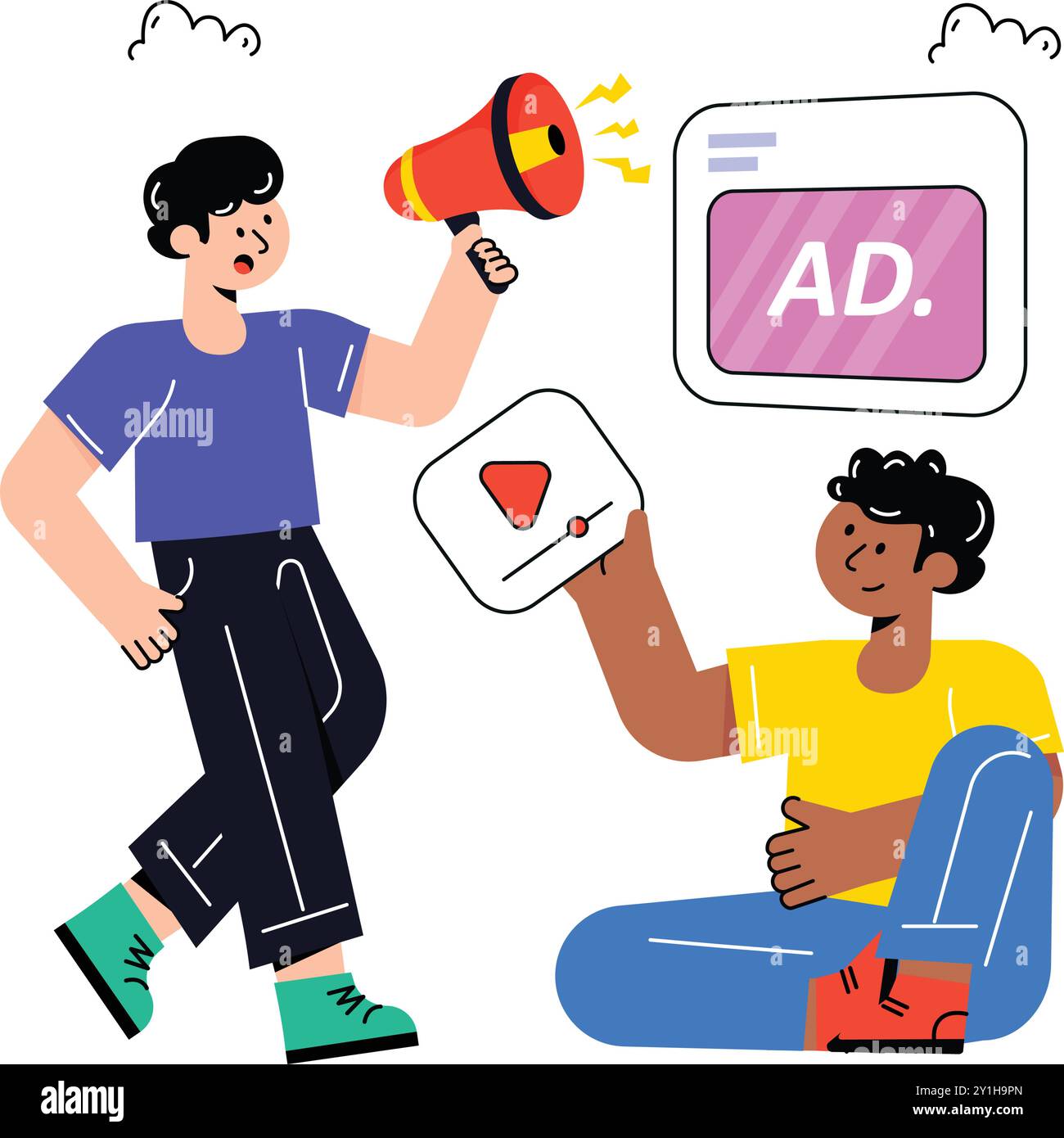 Team Doing Digital Marketing Flat Style Design Vector illustration ...