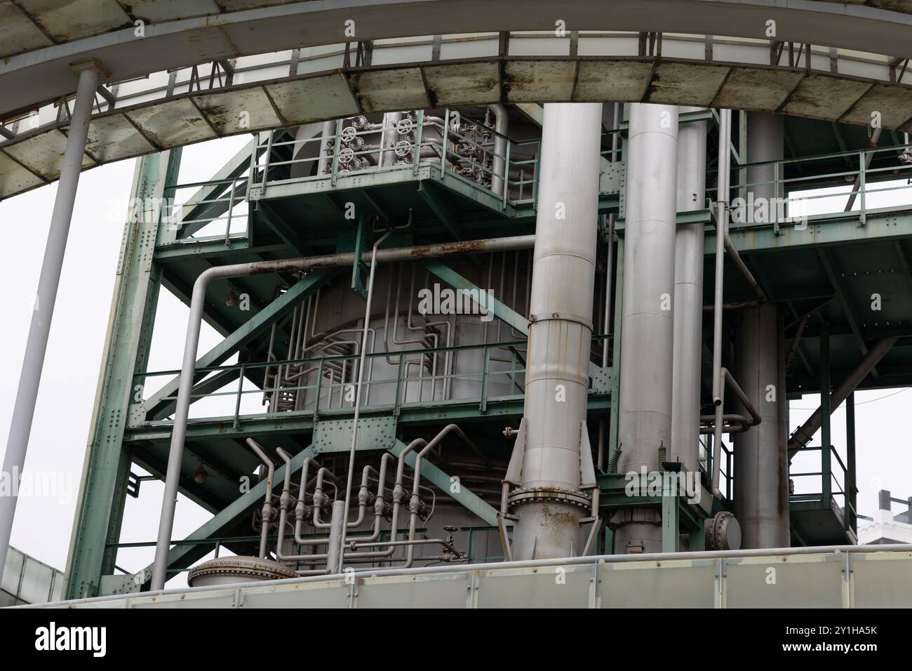 Lots of pipes on the surface of the oil and gas processing tower Stock ...