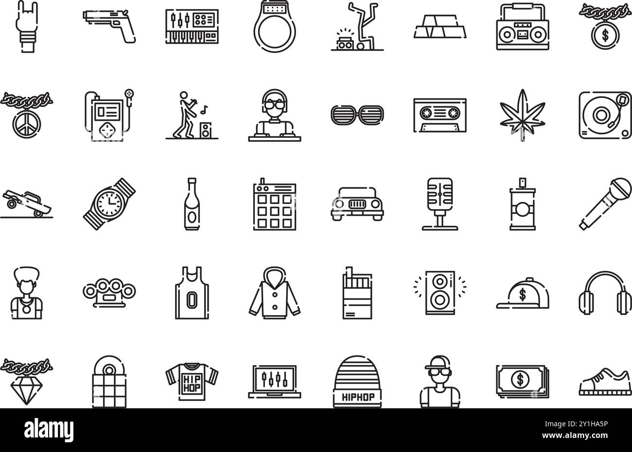 Hip hop icons High-Quality Vector Icons Collection with Editable Stroke ...