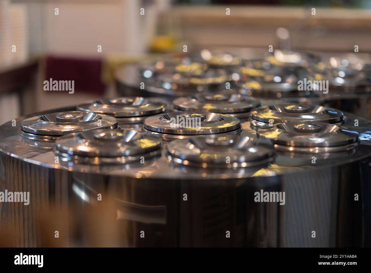 Portable metal round mini-bar in the restaurant Stock Photo - Alamy