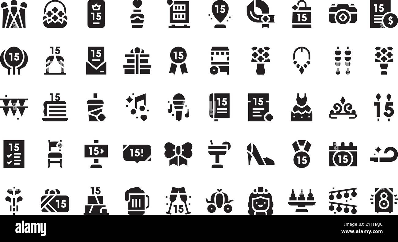 Quinceanera icons High-Quality Vector Icons Collection with Editable ...