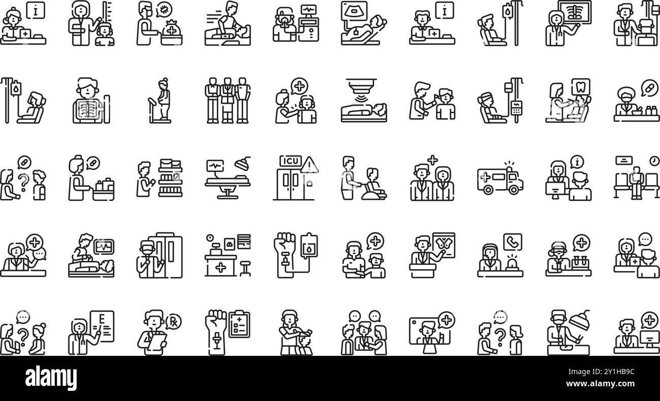 Medical hospital scene icons High-Quality Vector Icons Collection with ...