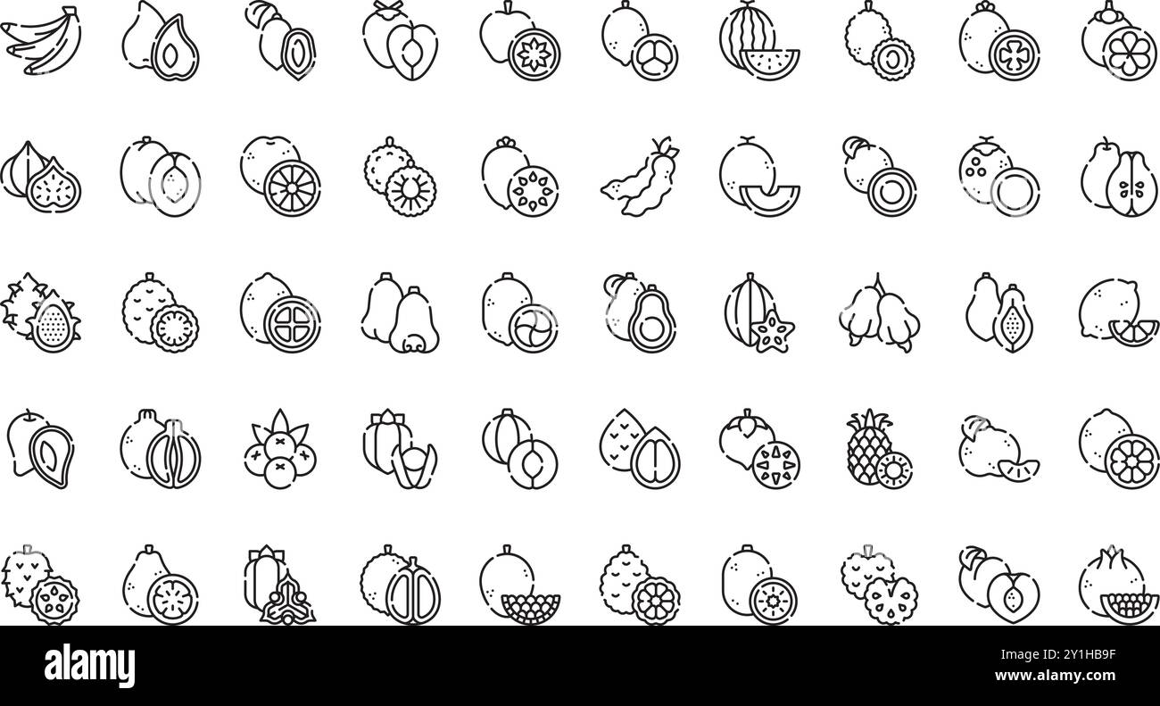 Tropical fruits icons High-Quality Vector Icons Collection with ...