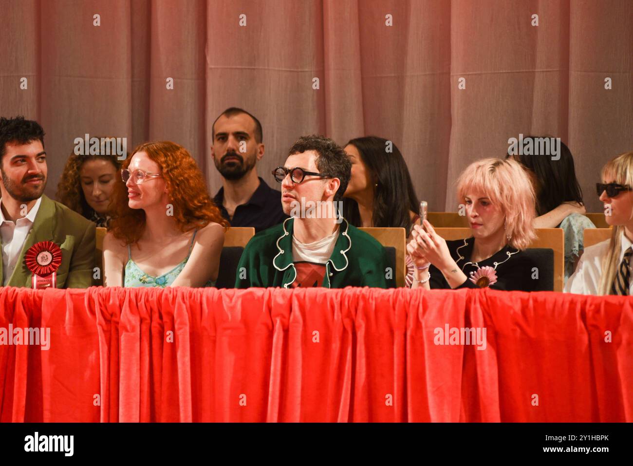 New York, USA. 06th Sep, 2024. Karen Elson, Jack Antonoff, and Hayley ...