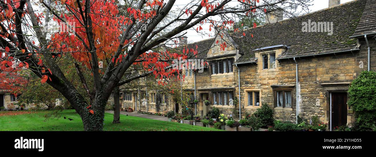 Autumn Cherry trees at the Lord Burghley Hospital Almshouses, Stamford ...