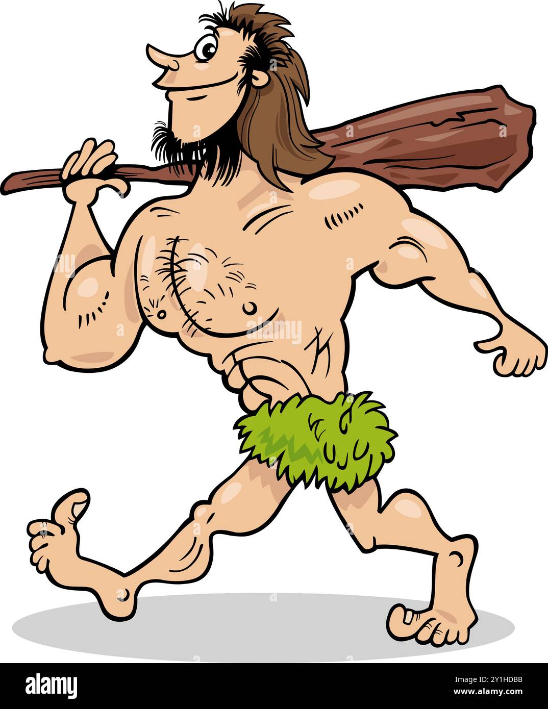 Cartoon illustration of funny prehistoric caveman character Stock ...