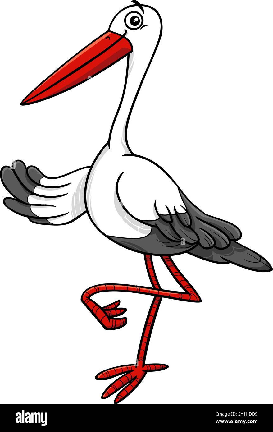 Cartoon illustration of stork bird animal character Stock Vector Image ...