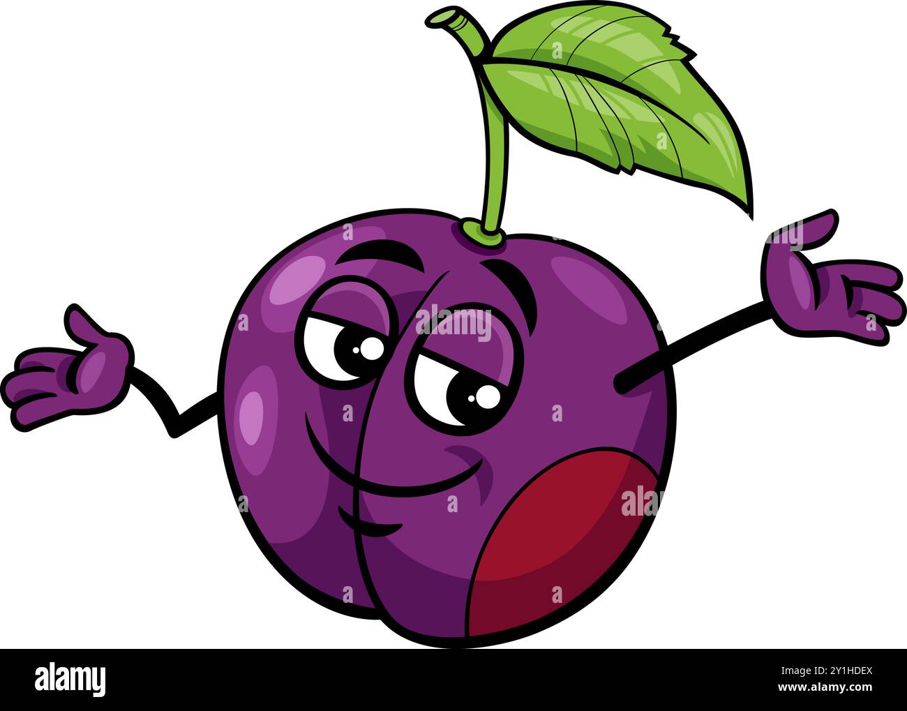 Cartoon purple plum fruit Cut Out Stock Images & Pictures - Alamy