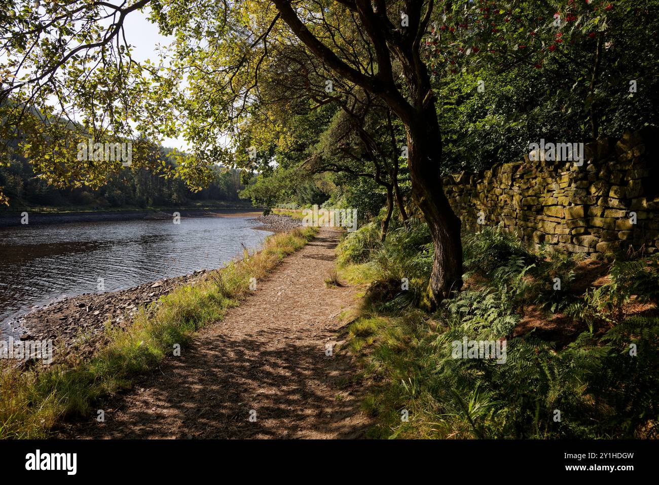 Waterside path at Turton and Entwistle Reservoir Stock Photo - Alamy
