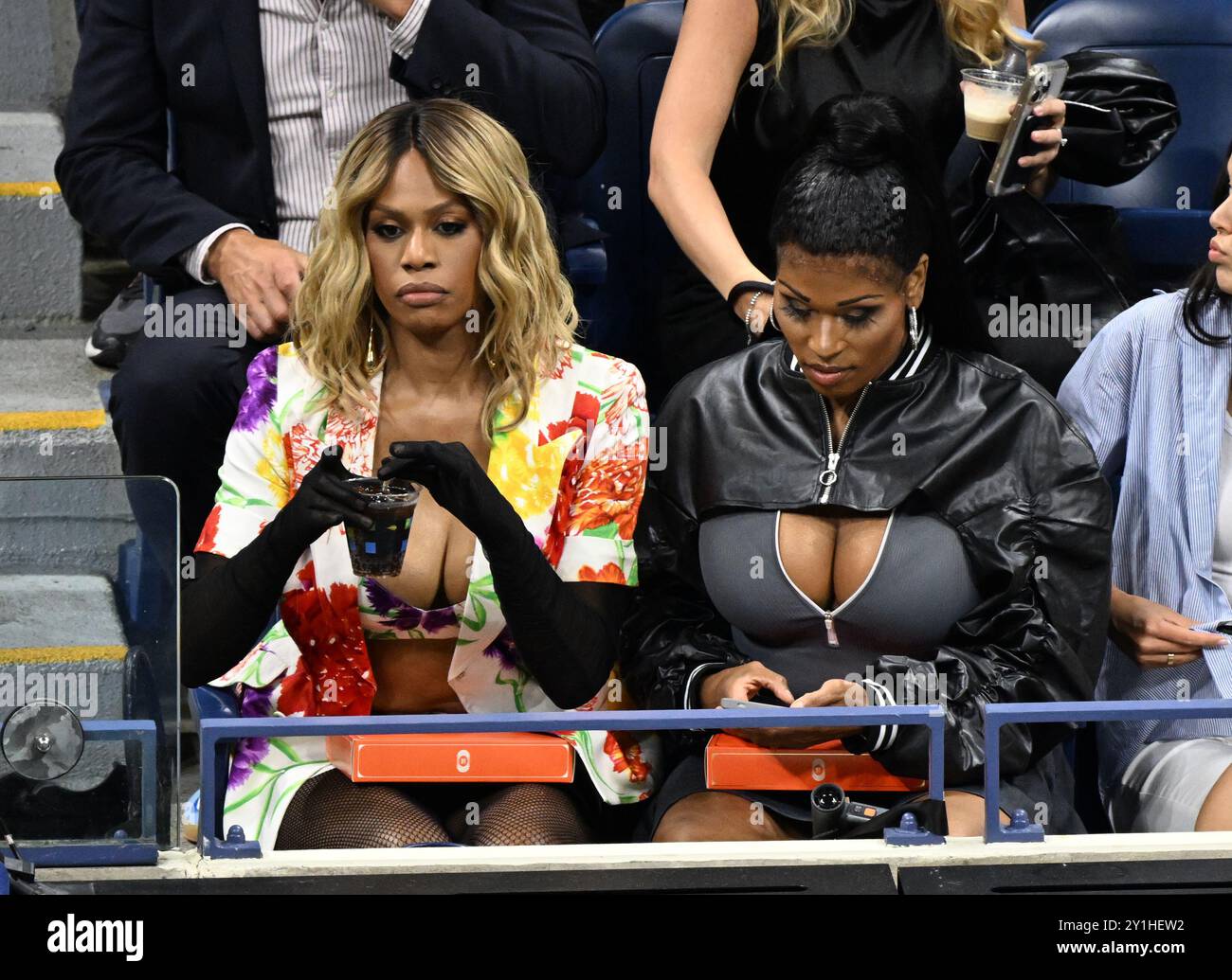 Flushing NY, USA. 05th Sep, 2024. **NO NY NEWSPAPERS** Laverne Cox seen watching Frances Tiafoe ...