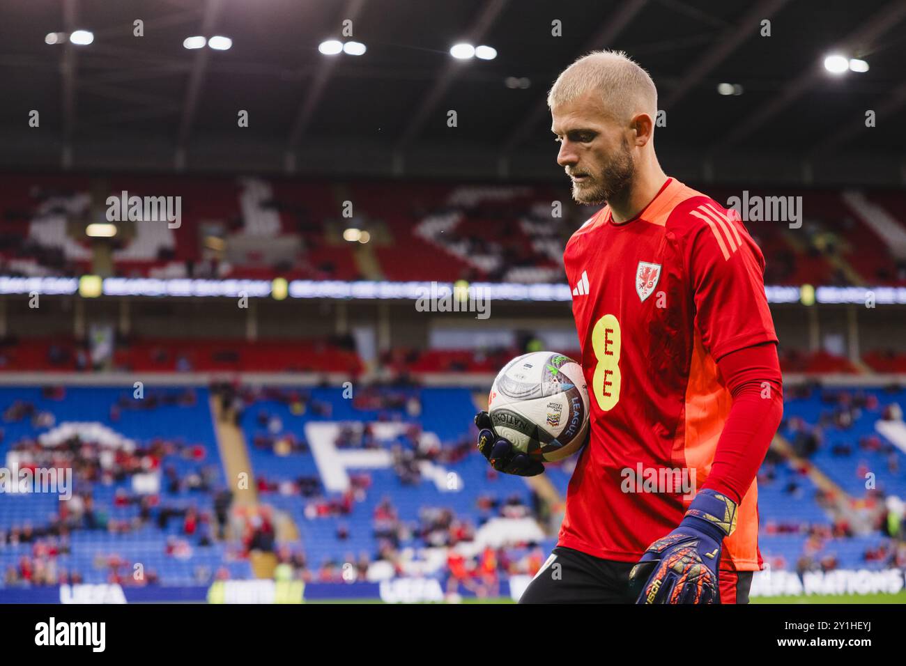 CARDIFF, WALES - 06 SEPTEMBER 2024: Wales' goalkeeper Adam Davies ...