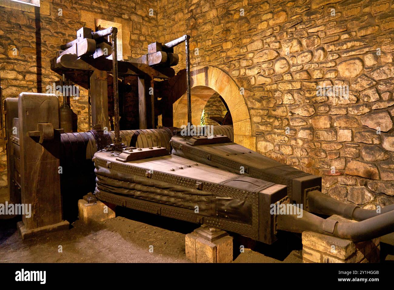 Hydraulic bellows, Forging iron as in the 16th century, Ferrería de ...