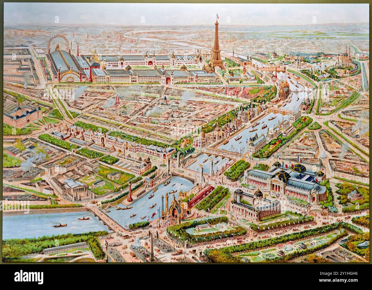G. Grivell, Vue générale de l'Exposition Universelle de 1900, Engraving ...