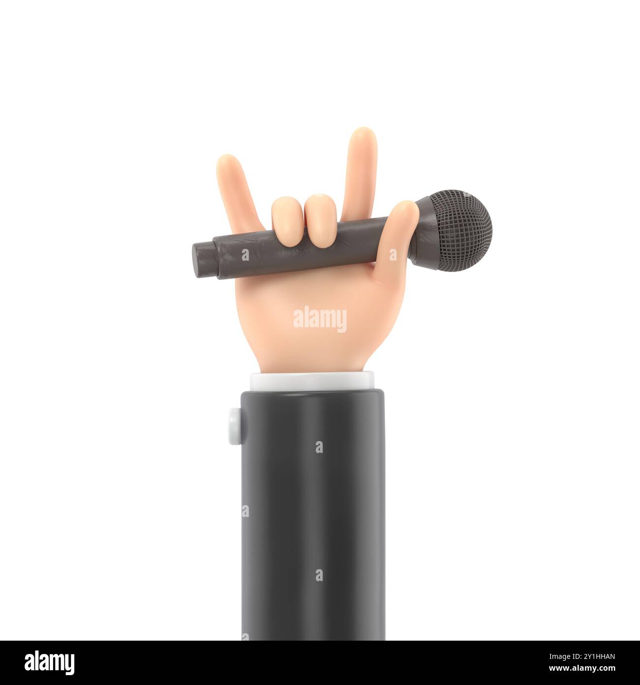 Cartoon Gesture Icon Mockup.Cartoon hand holding microphone and showing ...