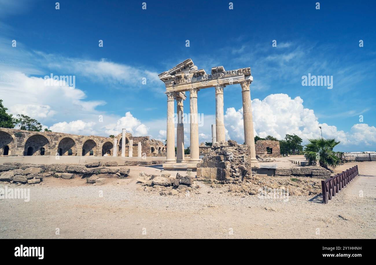 The ancient Temple of Apollo ruins in Side, Turkey, standing ...