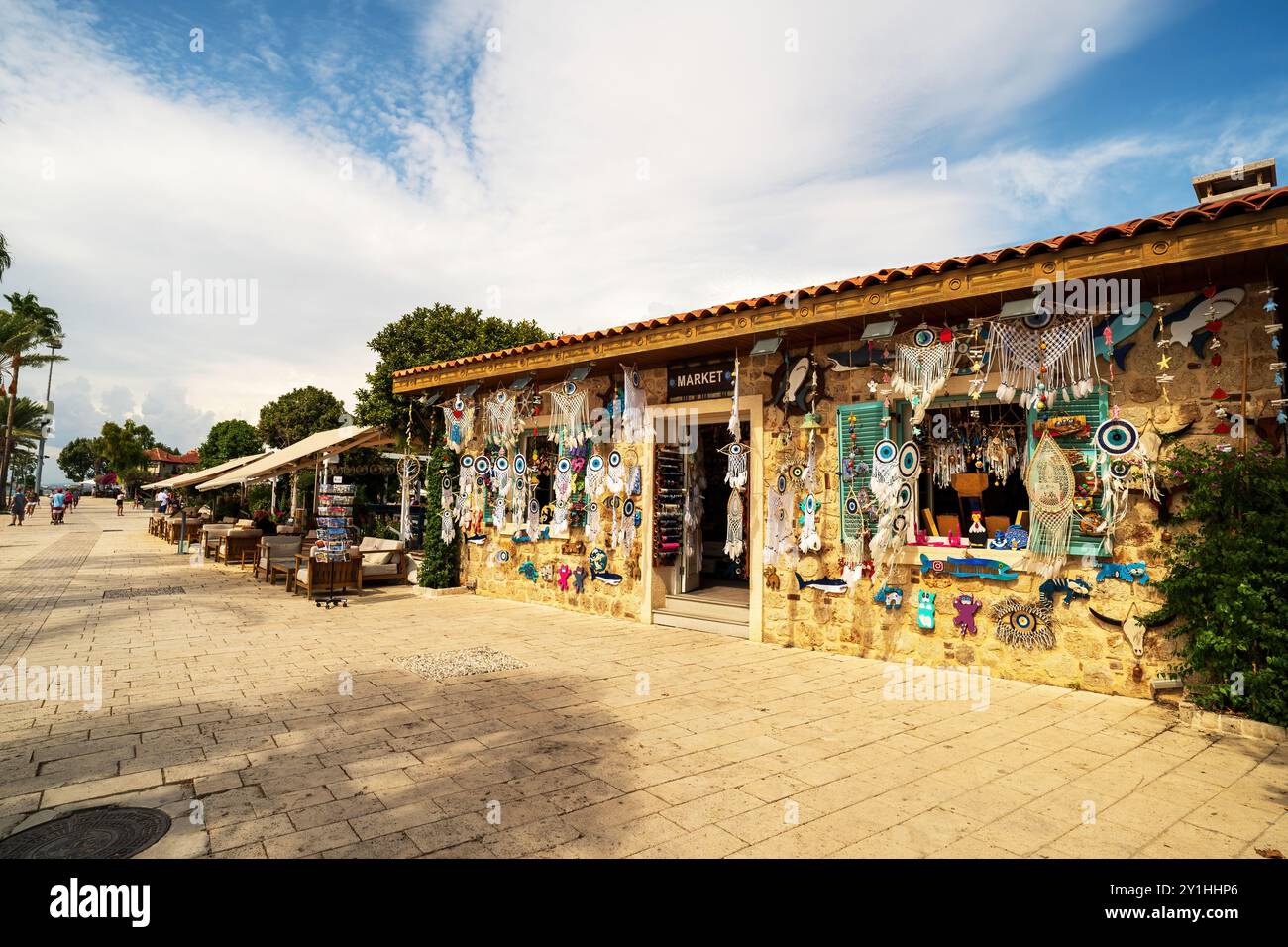 Side, Turkey - September 15, 2021: A vibrant street market stall bazaar ...