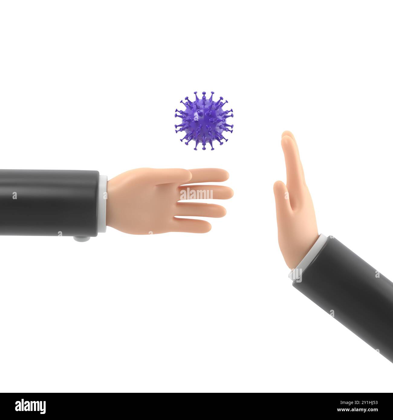 Bacteria on hand. Coronavirus transmitted through a handshake. Gesture ...