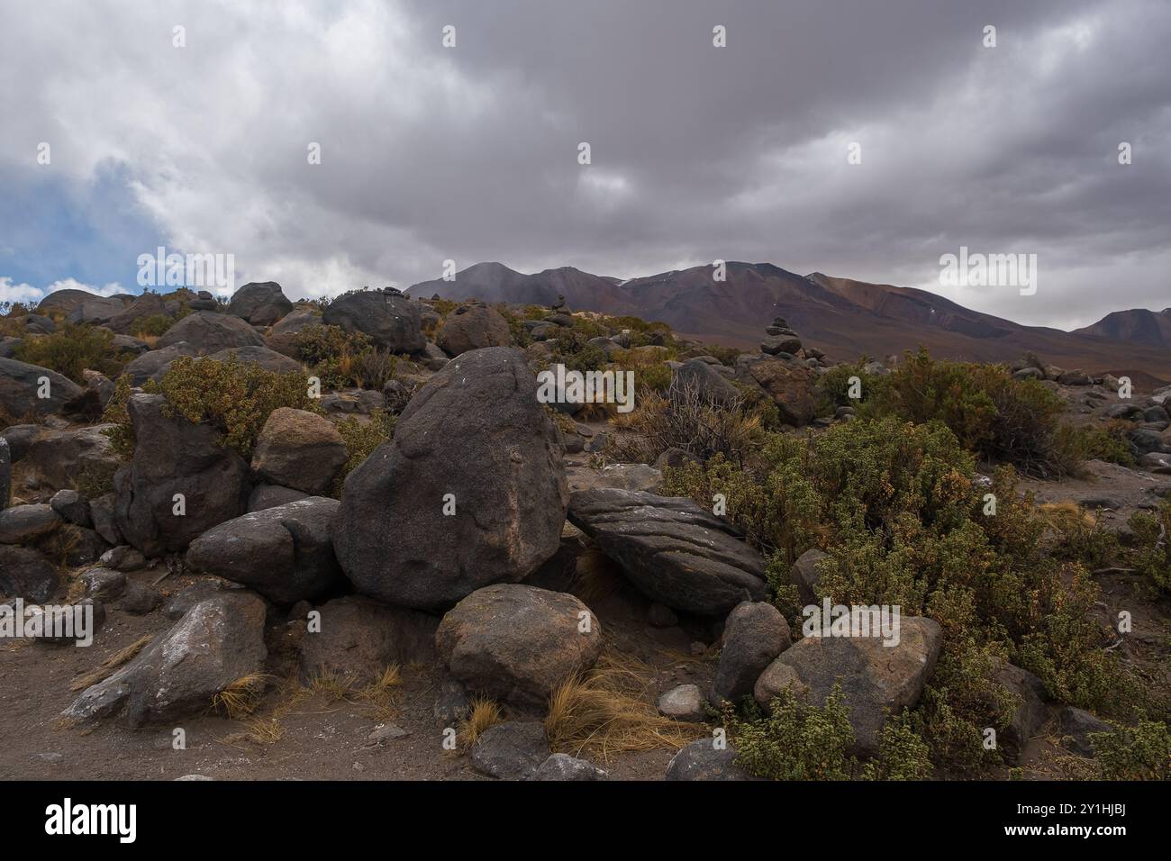 rocks of volcanic origin in mountains in the Bolivian Altiplano ...