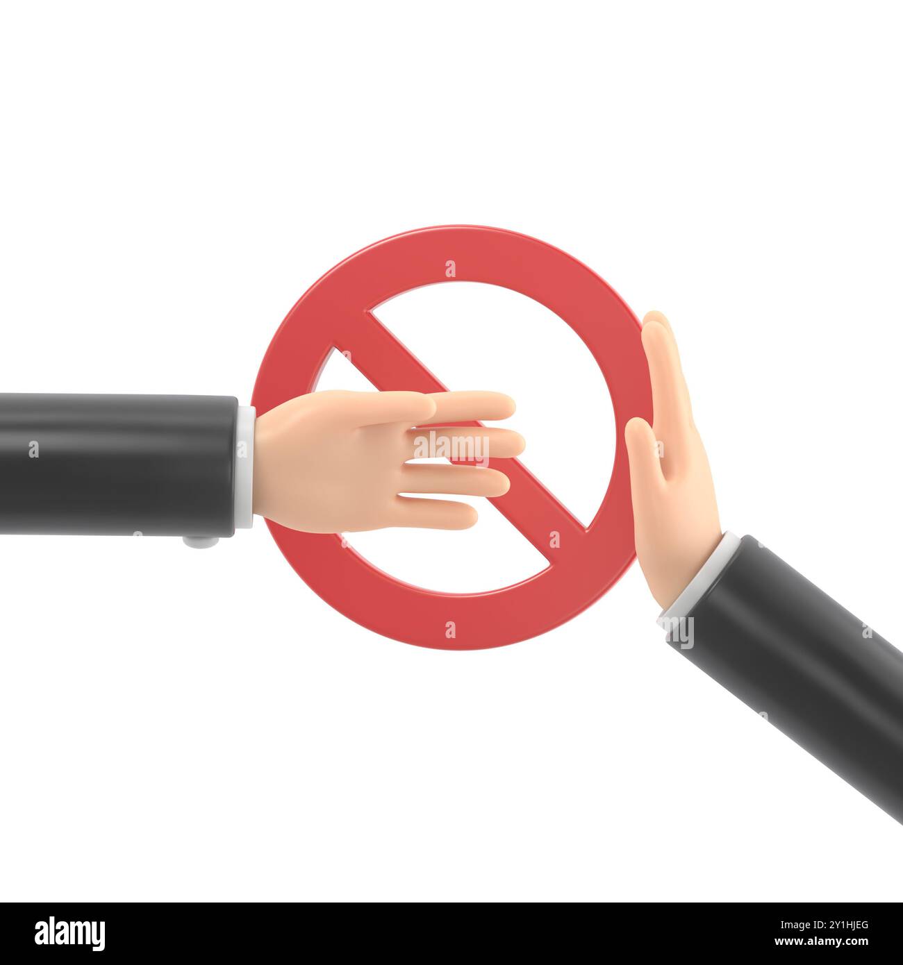 Do not contact. No handshake icon. Red prohibition sign. Precautions ...