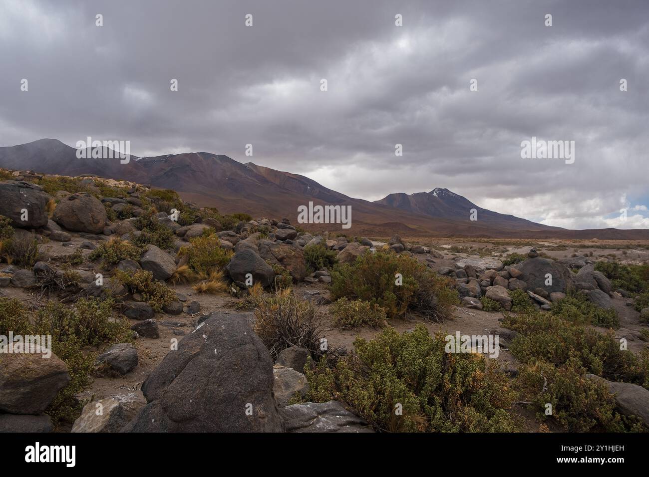 rocks of volcanic origin in mountains in the Bolivian Altiplano ...