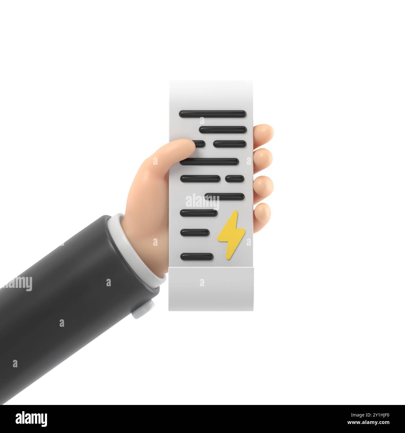 3d female hand holds payment energy bill paper invoice icon design ...