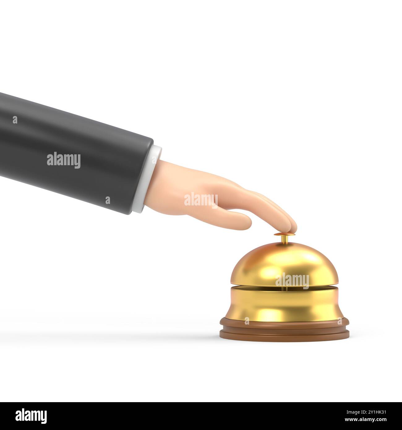 Male hand pressing service bell. Service bell,flat design style. 3d ...