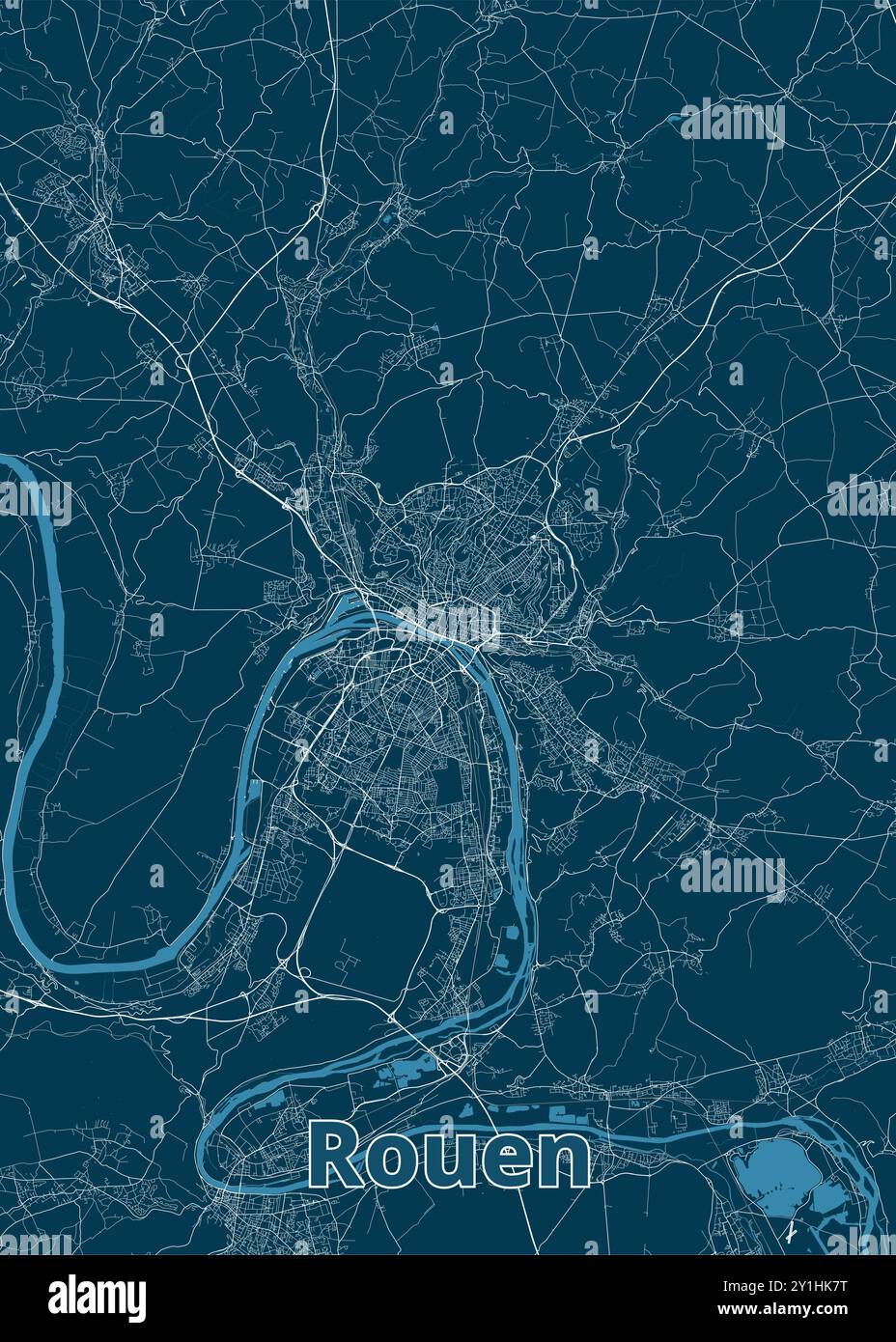 Rouen, France artistic blueprint map poster Stock Vector Image & Art ...