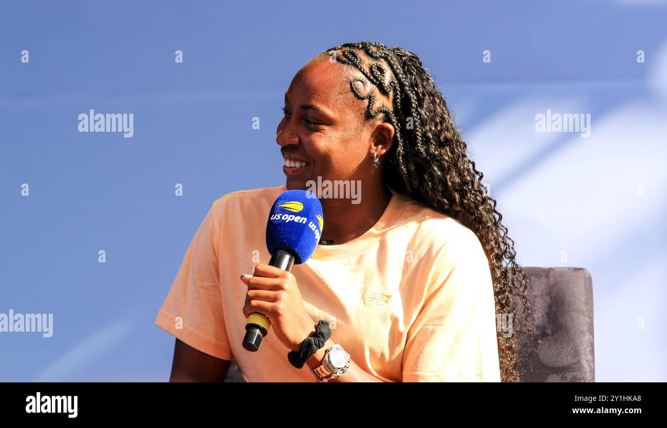 Queens, Nw York, USA - 20 August 2024: Tennis star Coco Gauff during an ...