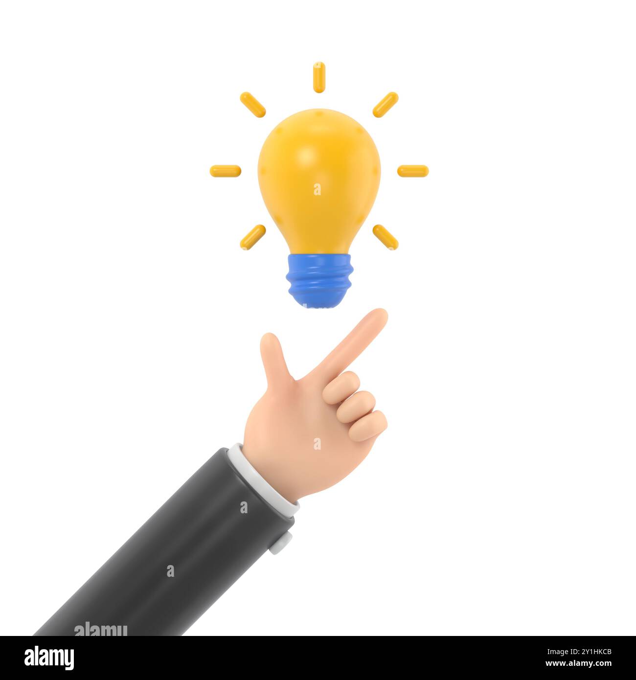 Pointing finger up on bulb as a symbol big idea. Having new creative ...