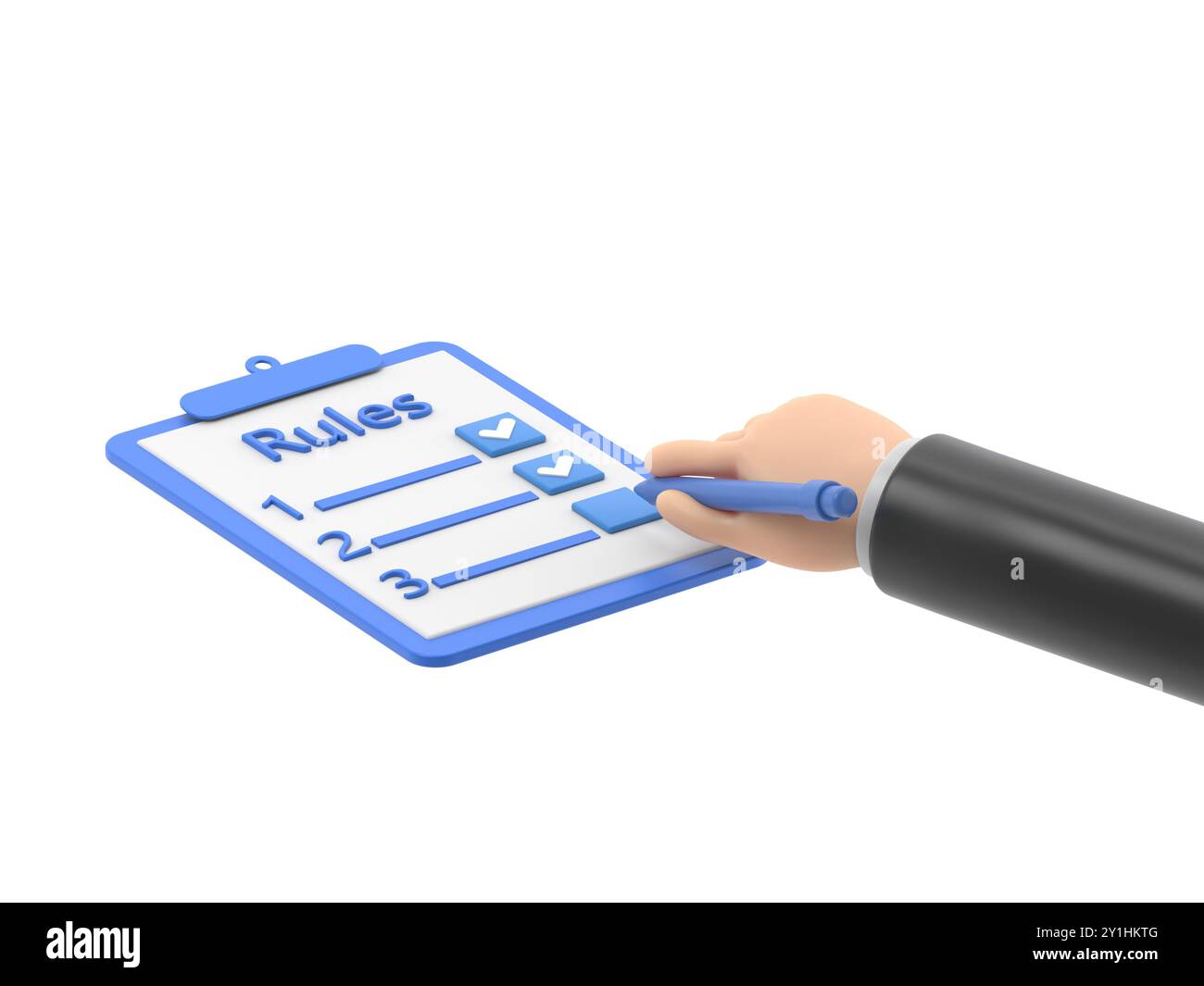 Rules concept. Businessman holding in hand clipboard with regulations ...