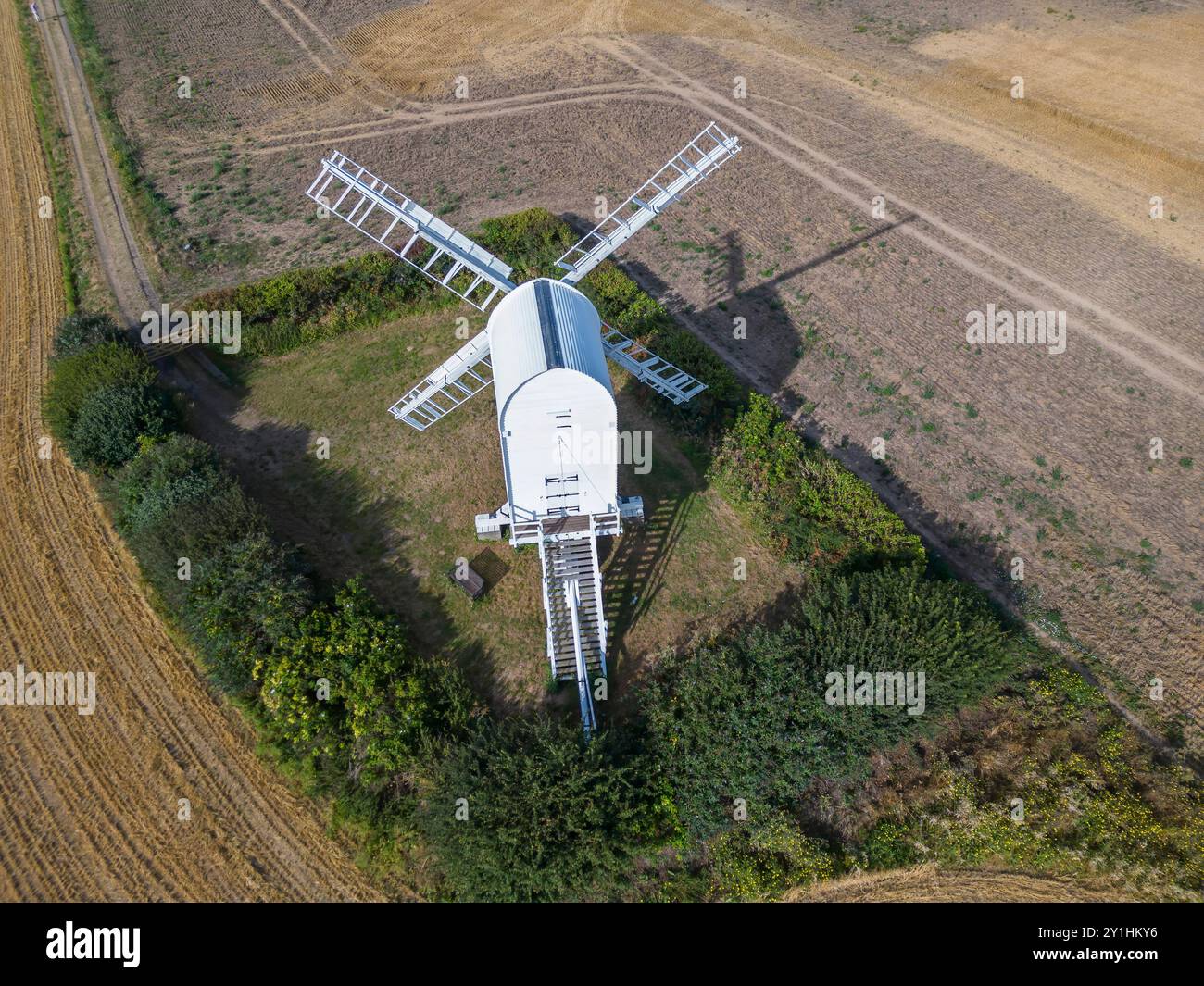 aerial view of chillenden windmill an open trestle post mill in kent ...