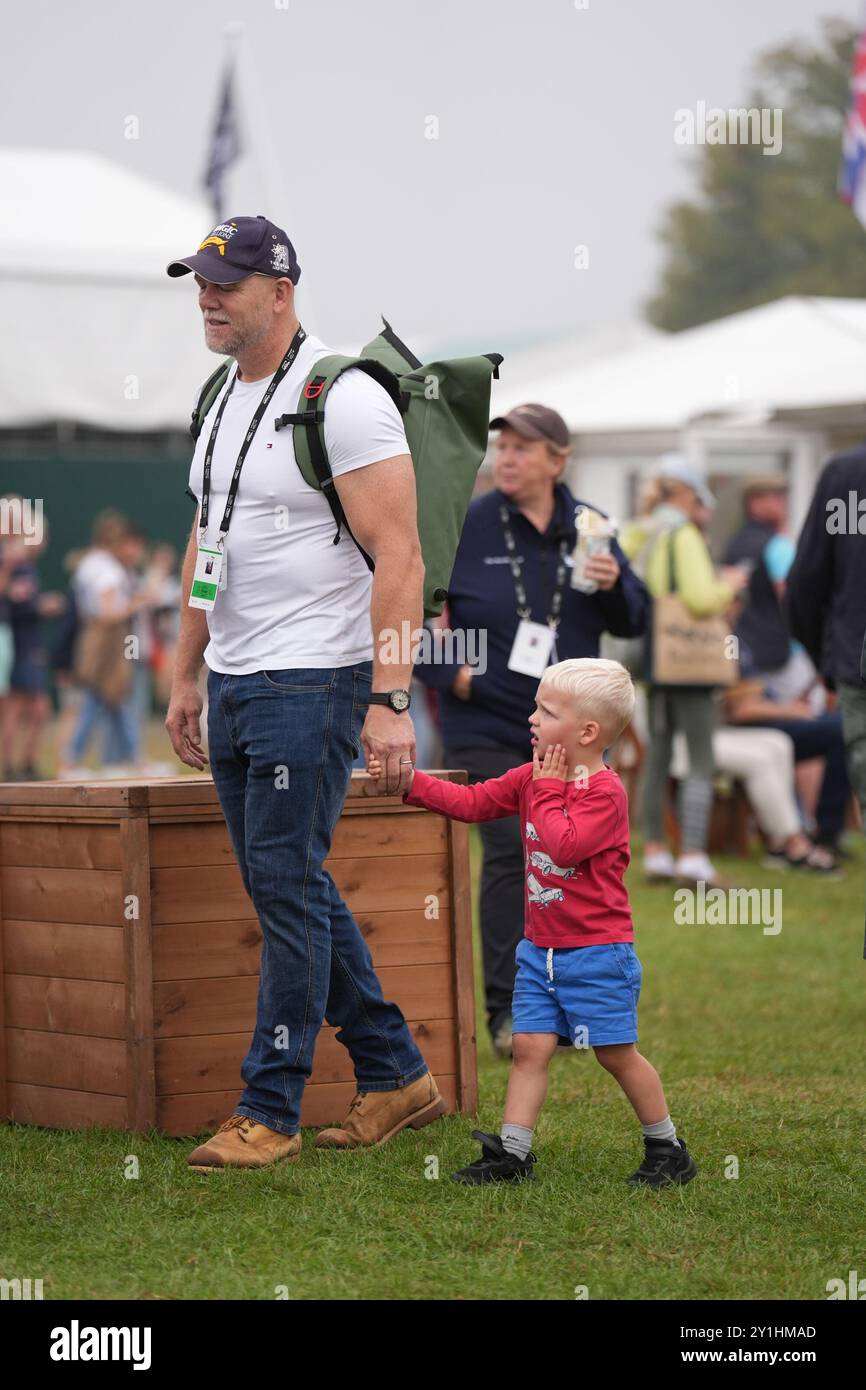Mike Tindall with his son Lucas at the Defender Burghley Horse Trials ...